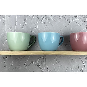 MECOWON 30 OZ Porcelain Coffee Mugs, Set of 2 Large Mugs for Soup, Cereal and Salad (pink)