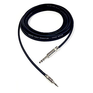 1 Foot Pro Audio 1/4 inch (6.35mm) TRS to 1/8 inch (3.5mm) TRS Balanced Cable by Custom Cable Connection