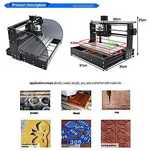 RATTMMOTOR CNC 3018 PRO MAX CNC Router Machine Kit DIY Mini CNC Wood Router Machine 3 Axis GRBL Control Engraver Milling Cutting Machine Working Area 300x180x45mm for Plastic/Wood/Acrylic/PVC/PCB