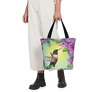 antcreptson Hummingbird Bird Pink Flower Shoulder Tote Bag Purse Top Handle Satchel Handbag for Women Work School Travel Business Shopping Casual