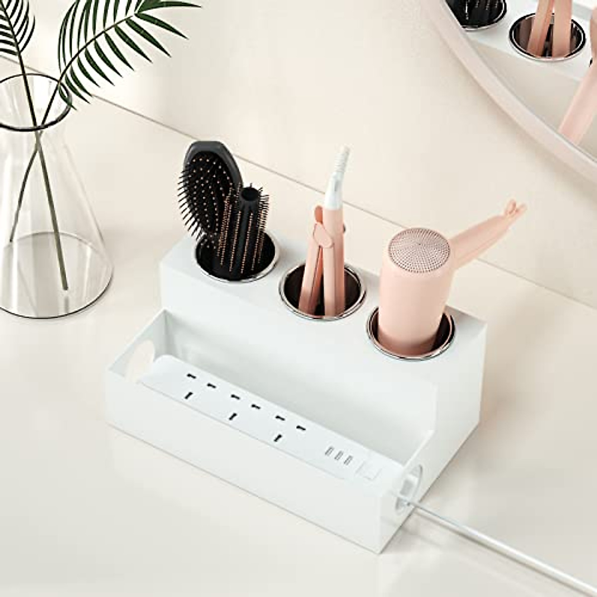 HBlife Hair Tool Organizer, White Acrylic Hair Styling Tools Organizer, Blow Dryer Holder, Caddy Storage for Hair Brush