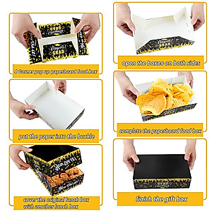 Disposable Food Trays 2023 Graduation Party Supplies Graduation Congrats Grad Paper Food Trays 30 Pcs Disposable Food Holders for Popcorn Nacho Black and Gold Graduation Party Decorations