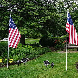 Joylight Flag Pole Light Solar Powered Outdoor, Solar Flagpole Light 6000K White Led IP65 Waterproof Dusk to Dawn 3 Mounted Ways Clamp Ground Wall for Flag Pole