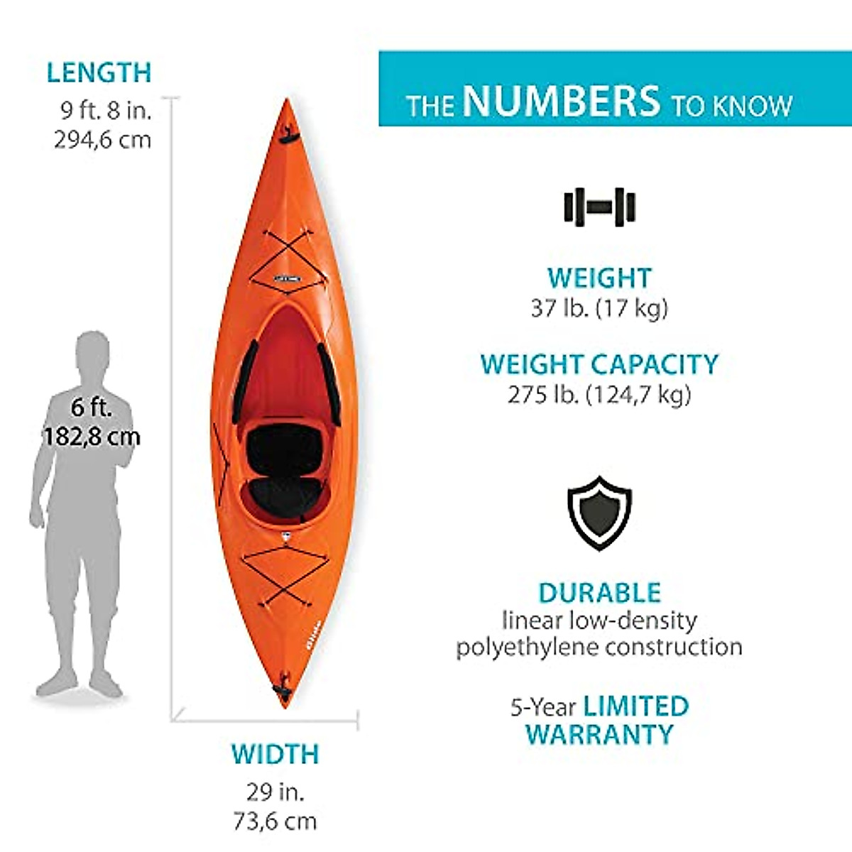 Lifetime 90321 Glide 98 Sit-in Kayak, Paddle Included