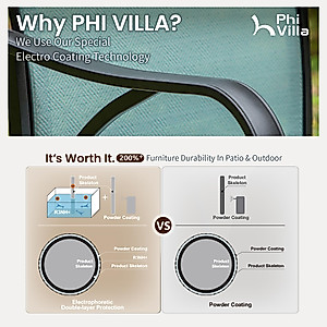 PHI VILLA Outdoor Bar Stools Swivel Set of 4, Bar Height Patio Stools & Chairs with Back and Armrest, All-Weather Textilene Fabric Bar Furniture for Deck Lawn Garden, Waterproof and Quick-Drying