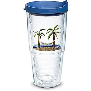 Tervis Palm Tree & Hammock Scene Made in USA Double Walled Insulated Tumbler Travel Cup Keeps Drinks Cold & Hot, 24oz, Lidded