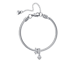 NanMuc Queen Princess Clear Crown Heart Crystal Bead Charms for Pandora Bracelets for Women friend Granddaughter