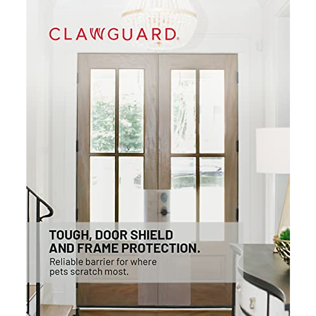 Heavy Duty CLAWGUARD - The Ultimate Door Scratch Shield, Frame & Wall Scratch Protection Barrier for Dog and Cat Clawing, Scratching and Damaging Doors, Scratch Shield 20in x 44in