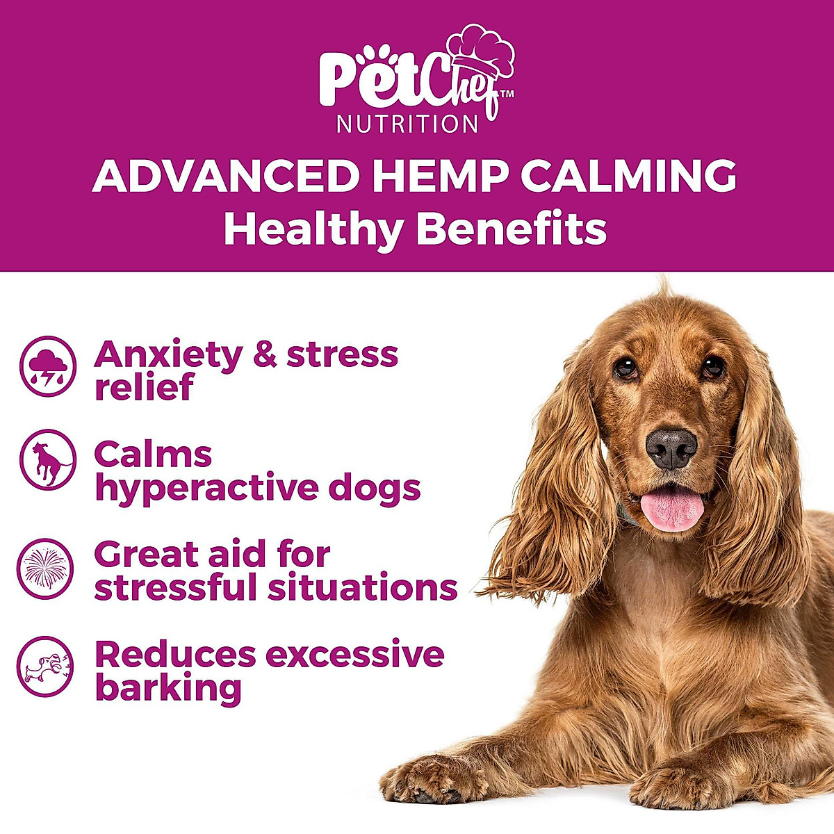 Pet Chef Calming Chews for Dogs with Hemp – Natural Dog Calming Chews for Separation Anxiety, Hyperactivity, Stress, and Pain Relief, Roasted Bacon Flavor, Pop Top Lid, Made in USA, 140 Count Value