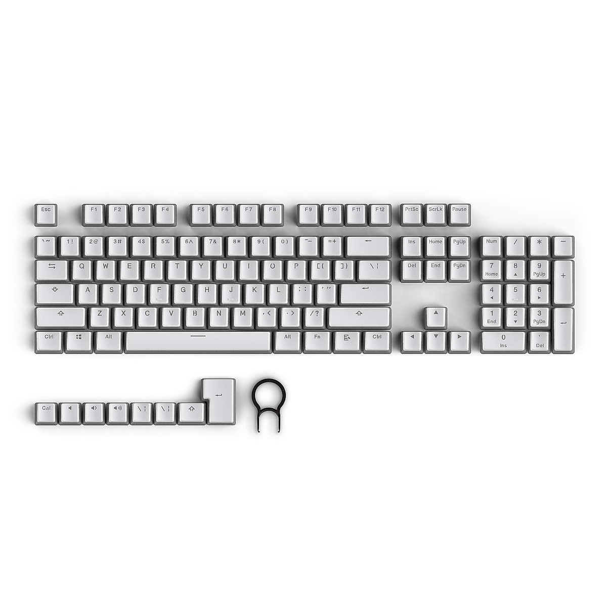 TECWARE Pudding PBT Keycaps Set with Keycap Puller - Full Keys 112 Keys, Double-Shot for Mechanical Keyboards, OEM Profile, Clear and White Jelly-Style Gaming Keycaps, for Phantom Phantom+ (US, ANSI)
