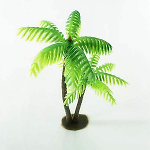 HEALLILY 24PCS Simulation Coconut Tree Decor Fish Tank Landscape Decoration Realistic Coconut Tree Photo Props Mini Plastic Coconut Tree Ornament Green Bonsai Figurines,Miniature Trees