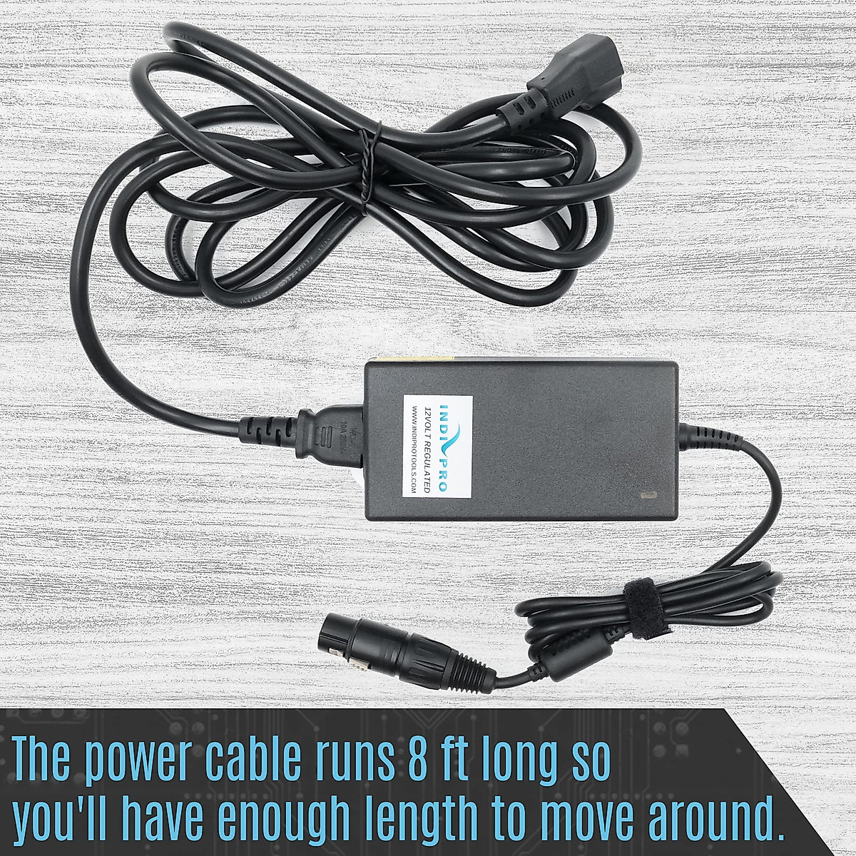 Indipro 12V, 10A AC Power Supply with 4-Pin Neutrix XLR Female Connector | Power Pro Cameras, Lights & Other Devices | Provide Continuous Power | Accepts 100 to 240 VAC Power | 8’ in Length