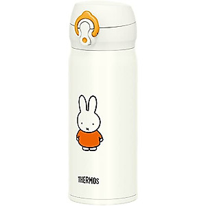 Thermos JNL-404B WH-OR Water Bottle, Vacuum Insulated Travel Mug, 13.5 fl oz (400 ml), Miffy White Orange