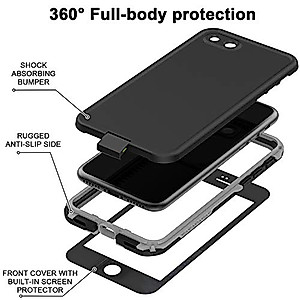 Diverbox iPhone SE 2020 Waterproof Case iPhone 8 Waterproof Case,Waterproof Shockproof IP68 Full-Body Sturdy Case Built-in Screen Protector, Durable Underwater for Full Sealed Cover 4.7 in (Black)