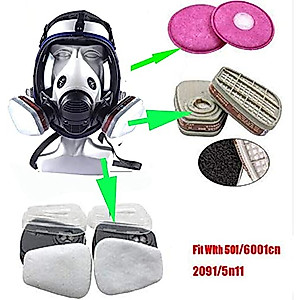 17 in 1 Full Face Large Size Respirator,Reusable Full Face Respirator Widely Used in Organic Gas,Paint Sprayer, Chemical,Woodworking,Dust Protector, Medium