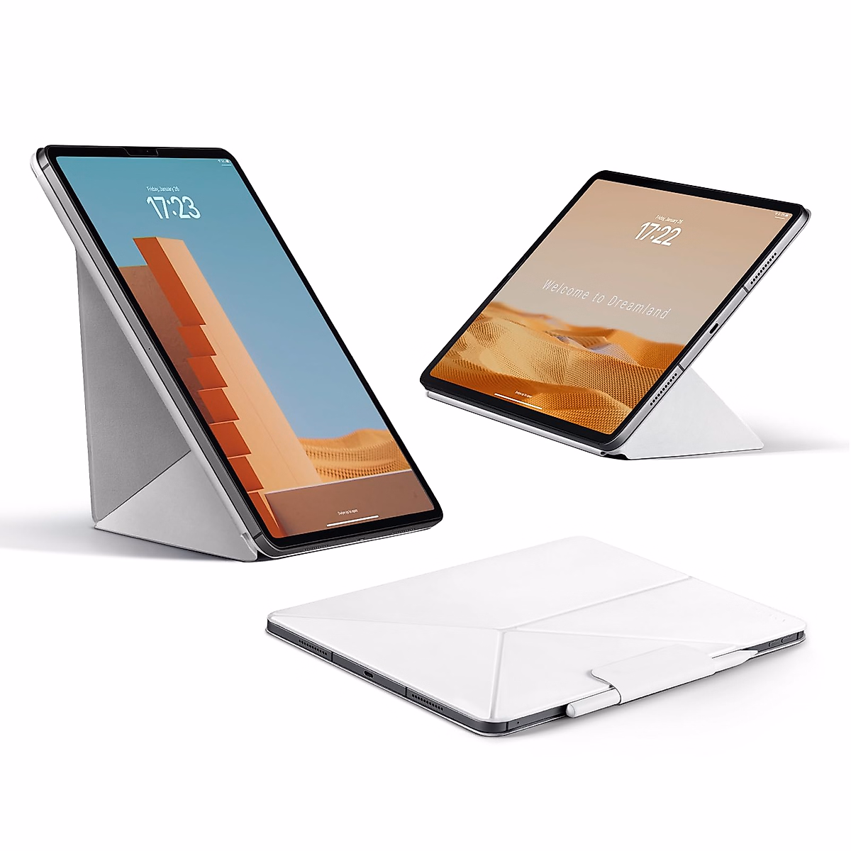 PITAKA iPad Pro 11 Inch Case, Compatible with iPad Air M3/M2 11 Inch (4-7th Gen) & 2022/2021/2020/2018 iPad Pro 11 (1-4th Gen), Portrait/Landscape Magnetic Case with 4 Standing Angles - White