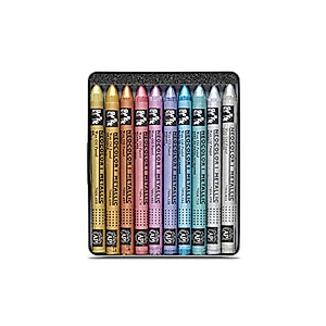 Neocolor I Water-Resistant Wax Pastels, 10 Metallic Colors