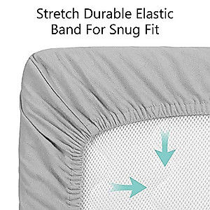 TILLYOU Flannel Cotton Fitted Crib Sheets for Baby Boys Girls, Thermal Warm and Plush Toddler Bed Sheets for All Seasons, Deep Pocket Fits Up to 8” Mattress 28x52, Set of 2, Gray & White