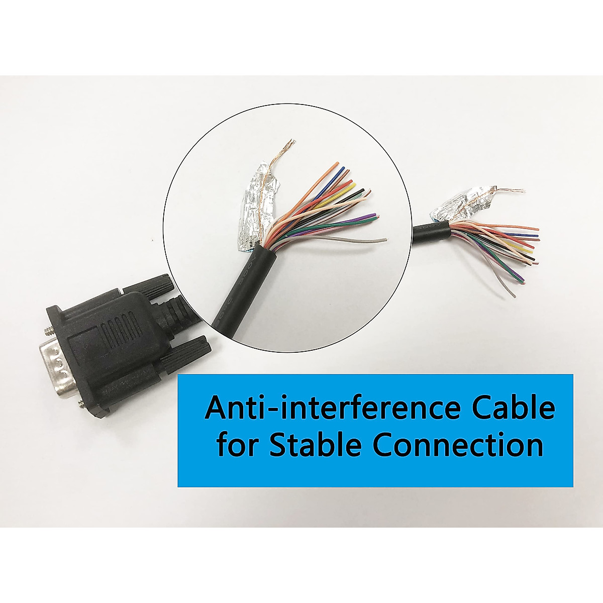 CERRXIAN 1ft VGA SVGA 15 Pin HD15 Male to Male Adapter Video Monitor Cable for PC Laptop TV Porjector(mm)