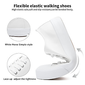 hash bubbie White Sneakers for Women Womens Tennis Shoes Women's Fashion Leather Sneakers Lace up Casual Shoes for Walking（White.US11）