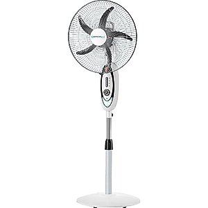 Technical Pro 16” Oscillating 5-speed Rechargeable Freestanding Fan with LED Night light and Power bank, Adjustable Height, Timer & Wireless Remote Included