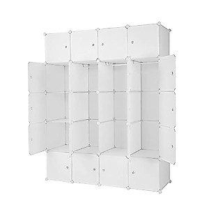 FOPEAS Maximize Space with Modular Cube Organizer - Stackable Plastic Closet Organizers with Hanging Rod Multifunctional Storage Cabinets and Shelves