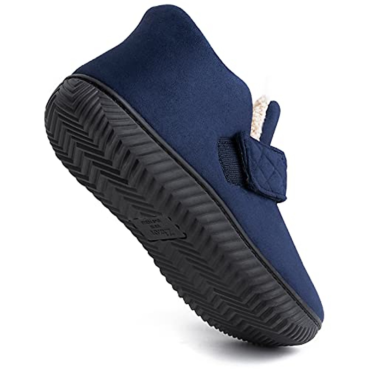 Zizor Mens Slipper, House Shoes for Diabetic, Men Gifts, Memory Foam, Indoor Outdoor, Winter Ankle Pantuflas with Rubber Sole (Navy Blue, Size 11)