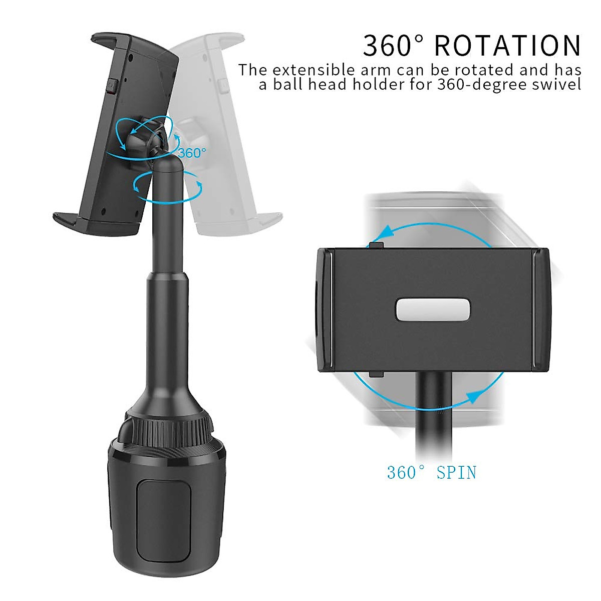 APPS2Car Tablet Holder for Car, Car Tablet Mount with Adjustable Clamp (Up to 8.3"), 10.57" Height Adjustable iPad Holder for 4.3"-11" Cell Phones & Tablets, Perfect Travel Companion