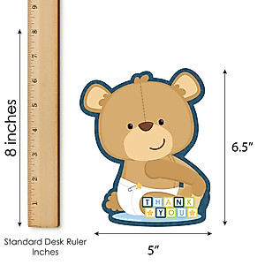 Big Dot of Happiness Baby Boy Teddy Bear - Shaped Thank You Cards - Baby Shower Thank You Note Cards with Envelopes - Set of 12