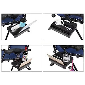 Evron Zero Gravity Chair Tray,Cup Holder for Zero Gravity Lounge Chair,Bag Hanging Design Recliners Cup Holder Tray Clip On Chair Table/Tray for Carrying iPhone/ iPad/Thermos Cup Black 2 Pack