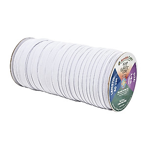 Mandala Crafts White Elastic Bands 3/8 Flat Elastic Cord Stretch Strap - 10mm 50 Yds Roll of Elastic Straps Braided Elastic Band - 3 8 Inch Elastics for Sewing and Elastic Crafting