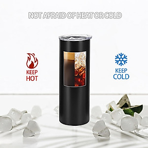 YOUKE OLA 12 Pack Stainless Steel Skinny Tumblers Bulk Straight Double Wall Insulated Tumbler with Lid and Straw for, DIY, Black, 20oz