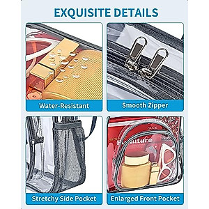 Lyingflat Clear Backpack Stadium Approved, Small Clear Backpack with Reinforced Shoulder Straps, Clear Bag Stadium Approved for Concert Sport Event Festival Work Travel -Grey