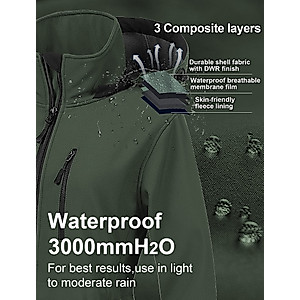 CREATMO US Ladies Soft Shell Jacket Outdoor Mountain Long Fleece Insulated Athletic Jacket Raincoat Green S