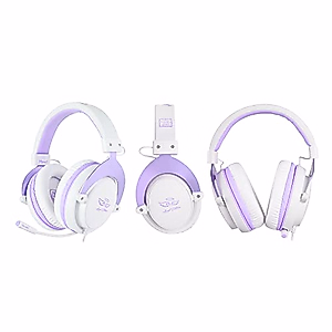 SADES MPOWER Stereo Gaming Headset for PS4, PC, Mobile, Noise Cancelling Over Ear Headphones with Retractable Flexible Mic & Soft Memory Earmuffs for Laptop Mac Games-Angel Edition Purple