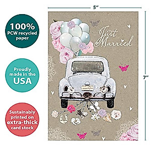 Tree-Free Greetings Wedding Greeting Cards Assortment - 4 Unique Congratulations Designs - Pack of 8 Individual Cards + Matching Envelopes, 5" x 7" (GA31462)