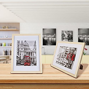 Charein 11x14 Picture Frame Set of 6, Made of Solid Wood for 8x10 pictures with Mat or 11x14 without Mat, Multi Photo Frames for Wall Hanging and Tabletop Display Home Office Decor, Wood Grain