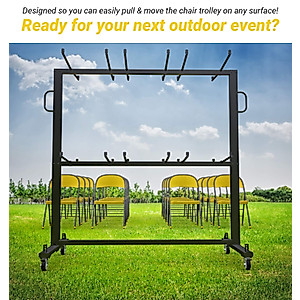 UPGORILO Folding Table and Chairs Cart - Innovative Mobile Chair Dolly, 84 Folding Chairs Capacity, Heavy Duty Metal Chair Rack with Outdoor Cover and Rubber Locking Wheels