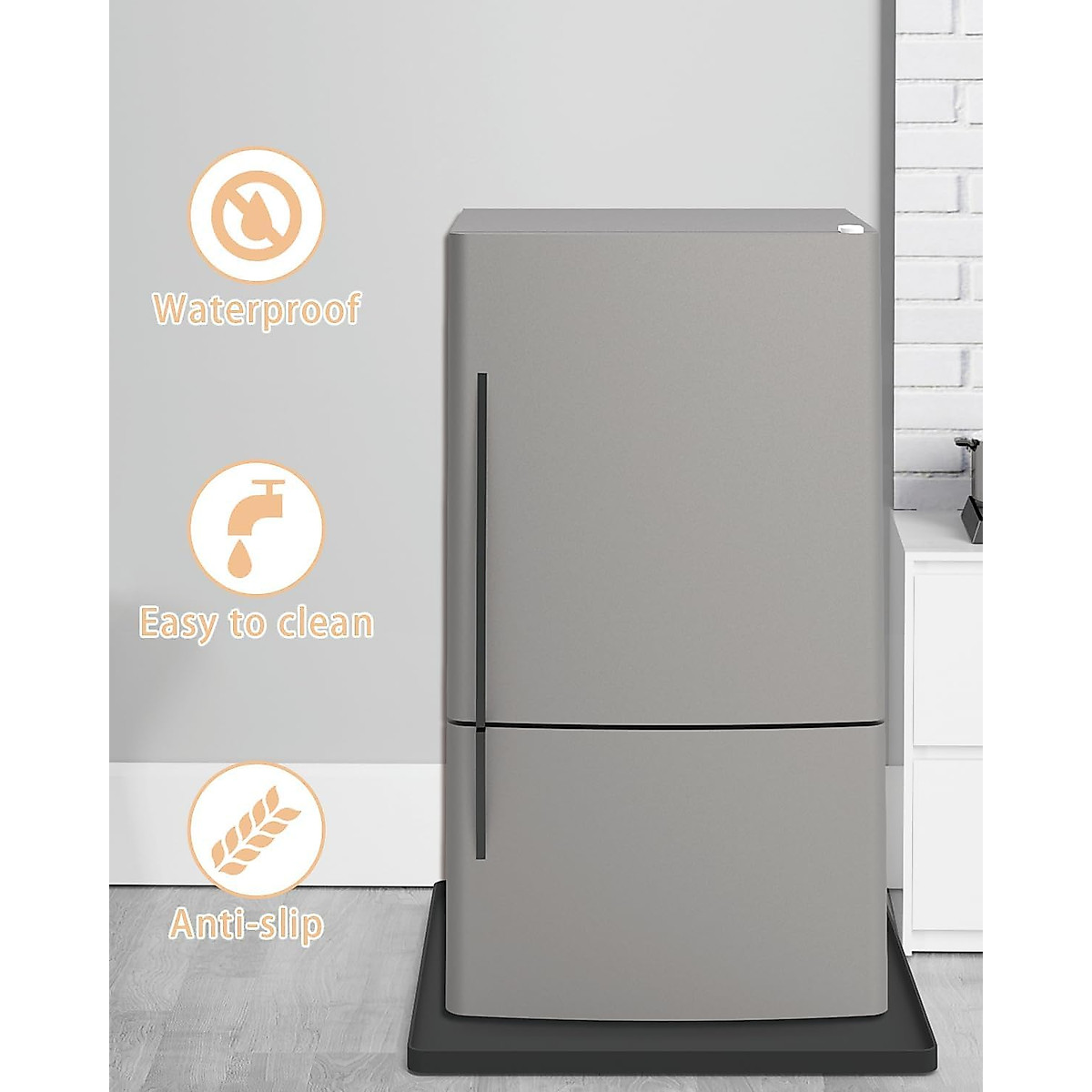 HOUSEASSIST Mini Fridge Silicone Mat with Raised Edges 24" x 24" Water Leakage Moldy and Floor Damage for Elecrical Equipment Such as Washing Machines Dryer Mini Fridge