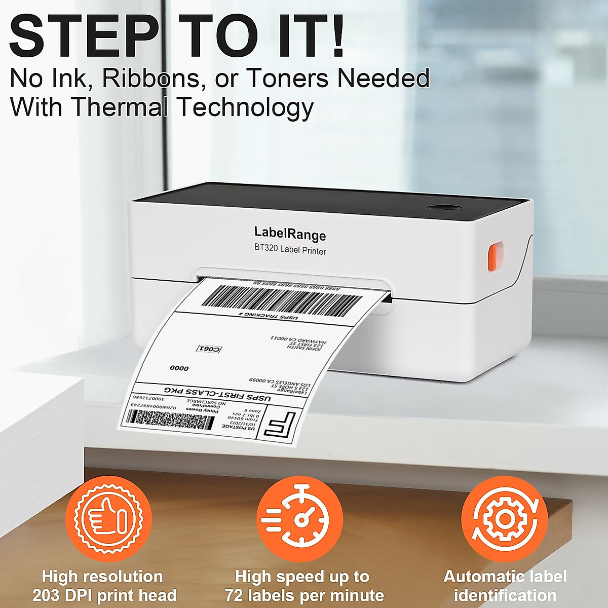 LabelRange LP320 Label Printer – High Speed 4x6 Shipping Label Printer, Windows, Mac, Linux and Chrome OS Compatible, Direct Thermal Printer Supports Shipping, Barcode, Household Labels and More