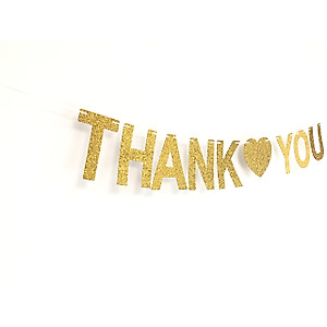 GZFY Gold Glittery Thank You Banner Thanksgiving Sign Wedding Bunting Banner Home Decorations Garland Photo Booth Props