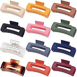 Sisiaipu 4.1 Inch Large Hair Claw Clips 12 Pcs Big Claw Clips for Thick Hair Square Hair Clips Jumbo Jaw Clips Bulk Hair Accessories for women and Girls - Basic