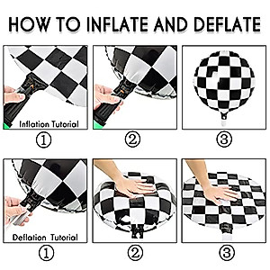 Checkered Balloons 12pcs Racing Party Decorations Supplies 18inch Racing Car Balloons Checkerboard Mylar Balloons Black and White Checkered Balloons for Race Car Birthday Party Supplies