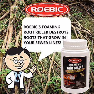 Roebic FRK-1LB Foaming Root Killer, Clears Pipes and Stops New Growth, Safe for All Plumbing, 1 Pound White