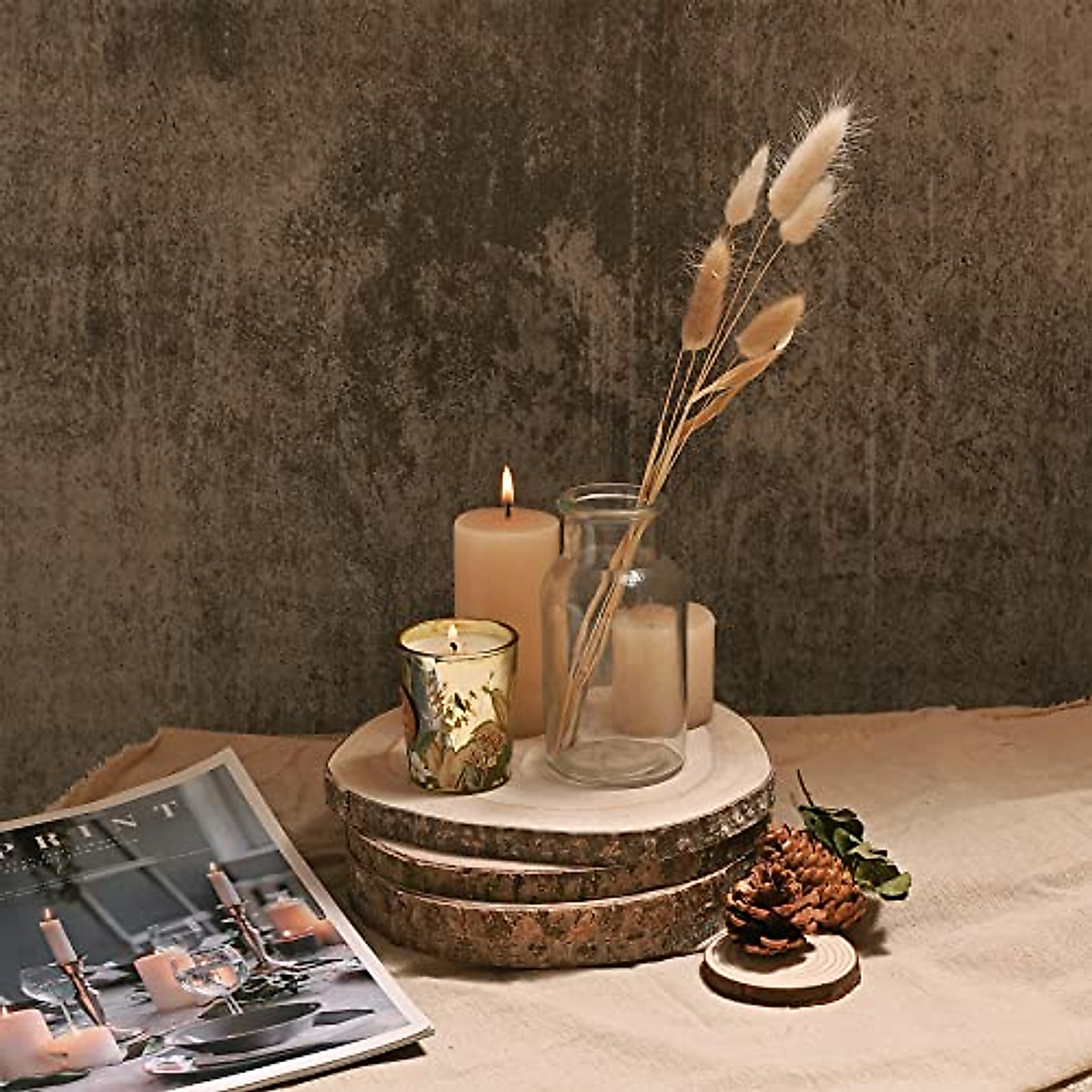 WILLOWDALE 5Pcs Large Wood Slices for Centerpieces, 11-13 Inches Unfinished Wood Circles for Crafts Rustic Wood Round Wooden Ornaments, Wood Decor for Table Centerpieces for Wedding Party