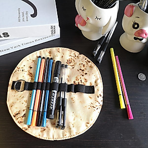 WONIU Creative Burrito Tortilla Pen Pencil Case, Funny Stationery Pen Pencil Pouch Holder Makeup Roll Up Case Bag for Makeup brush, art brush, paintbrush, pencil, pen