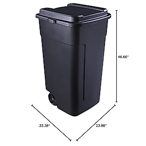 VinEry 50 gal Roughneck Wheeled Plastic Garage Trash Can, Black