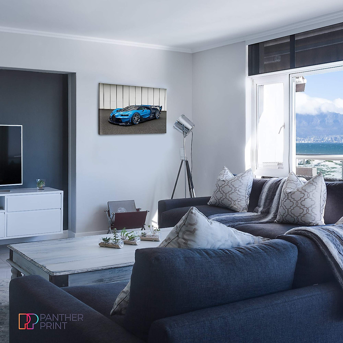 Panther Print, Large Canvas Wall Art, Car Design, Bugatti Vision Gran Turismo Hypercar, Prints for Special Occasions (76x51cm)