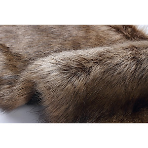 Caracilia Women Luxury Faux Fur Coat Jackets Wrap Cape Shawl for Wedding Party Brown Fur Small