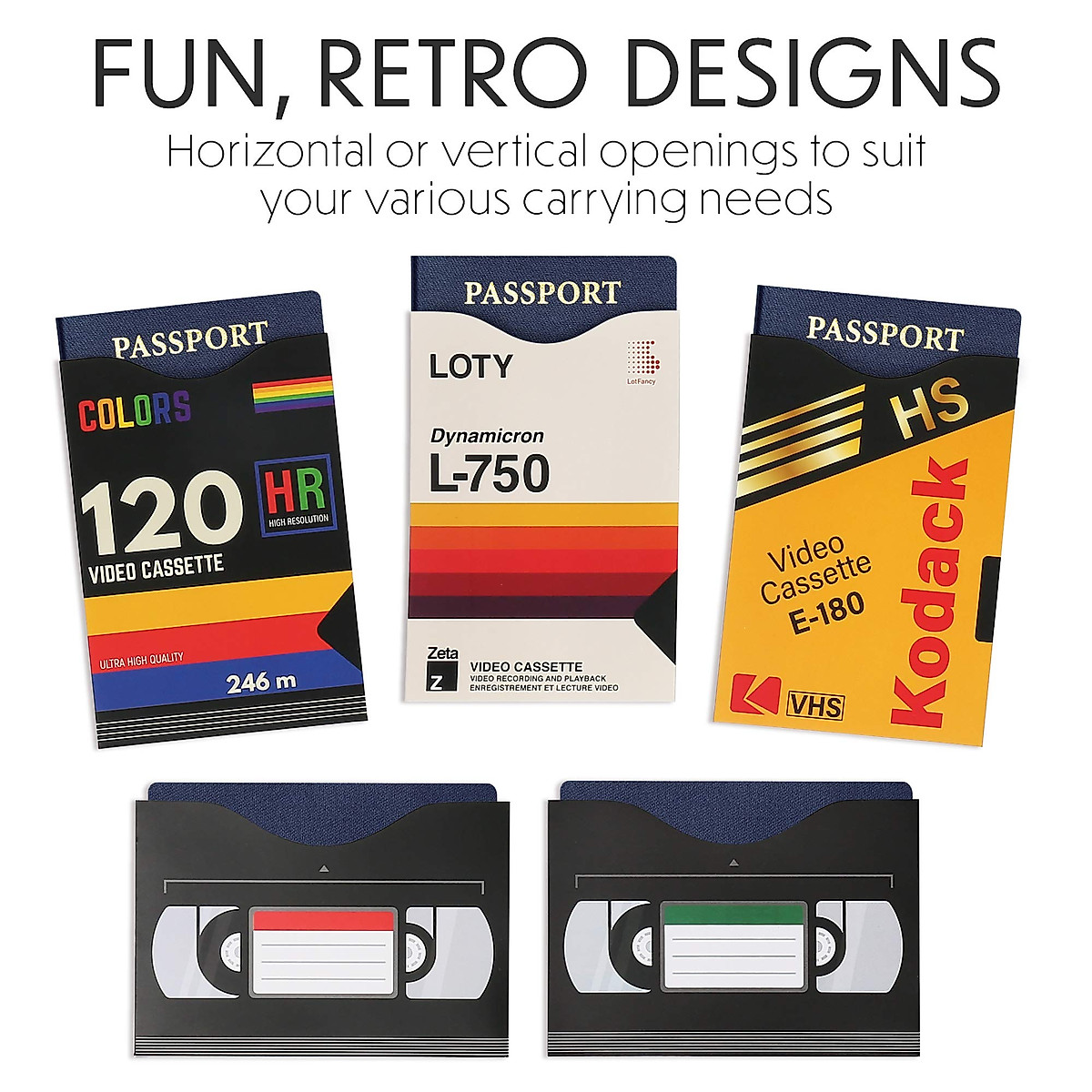 LotFancy RFID Blocking Sleeves (19 Pack, 14 Credit Card Sleeves + 5 Passport Sleeves) for Identity Theft Protection, Designed with Cassette Pattern